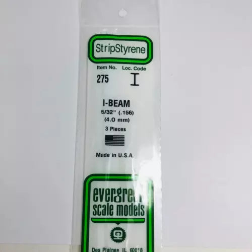 Evergreen 275 Styrene Plastic I Beam 0.156" 4.0mm x 14" (3 ...